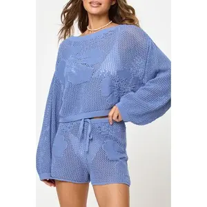L*Space Island Time Open Stitch Cover-up Sweater - Chambray