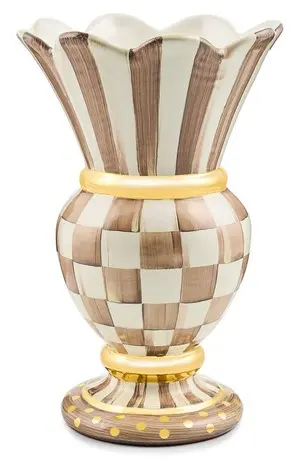 MACKENZIE-CHILDS Check Ceramic Great Vase - Mocha