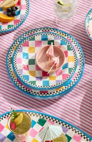 MACKENZIE-CHILDS Set Of 4 Jamboree Melamine Salad Plates - Blue Multi