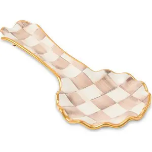 MACKENZIE-CHILDS Check Ceramic Spoon Rest - Mocha