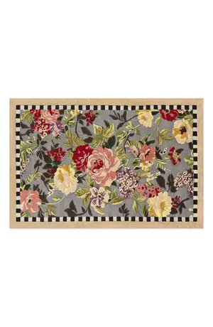 MACKENZIE-CHILDS Tudor Rose Washable Rug - Blue Multi
