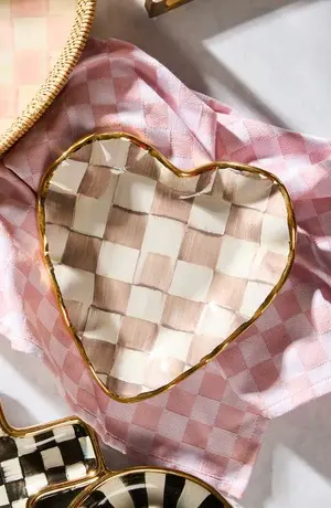 MACKENZIE-CHILDS Check Ceramic Fluted Heart Plate