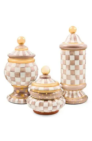MACKENZIE-CHILDS Check Ceramic Column Canister