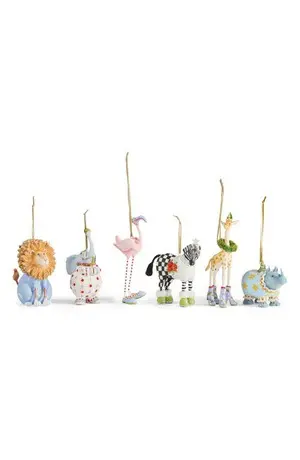 MACKENZIE-CHILDS Set Of 6 Patience Brewster Jambo Mini Ornaments