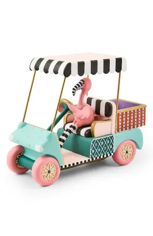 MACKENZIE-CHILDS Patience Brewster Sheldon Flamingo Goes Golfing Figurine - Teal Multi