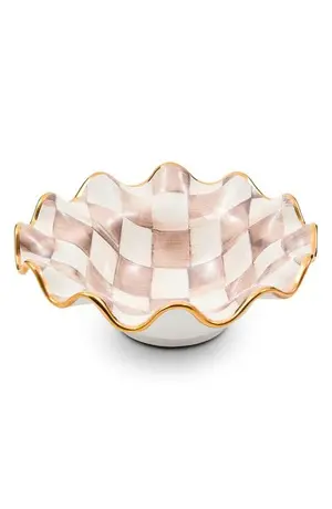 MACKENZIE-CHILDS Check Ceramic Fluted Breakfast Bowl - Mocha