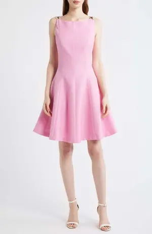 TAHARI ASL Bouclé Fit & Flare Dress
