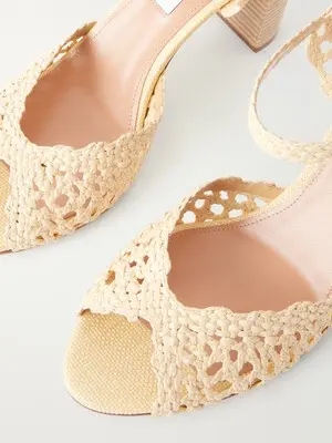 AQUAZZURA Bossa Nova 85 Raffia Sandals - Neutrals