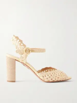AQUAZZURA Bossa Nova 85 Raffia Sandals - Neutrals