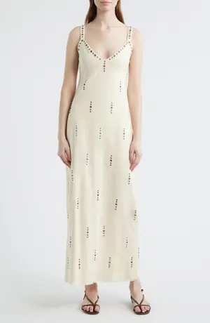 Rag & Bone Aubrey Grommet Trim Linen & Cotton Maxi Dress