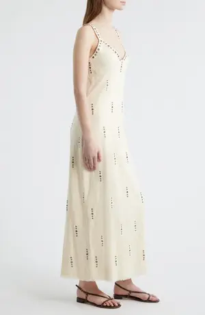 Rag & Bone Aubrey Grommet Trim Linen & Cotton Maxi Dress