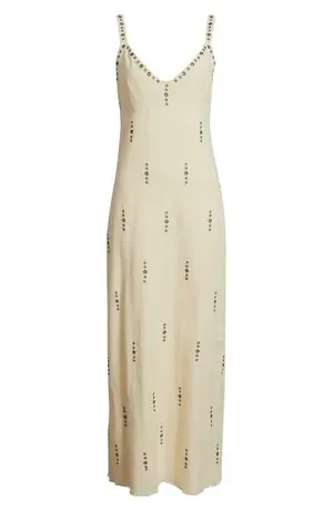 Rag & Bone Aubrey Grommet Trim Linen & Cotton Maxi Dress