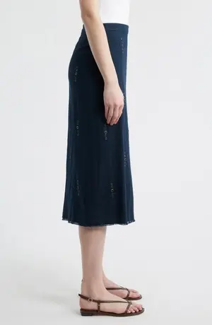 Rag & Bone Aubrey Grommet Trim Linen & Cotton Midi Skirt