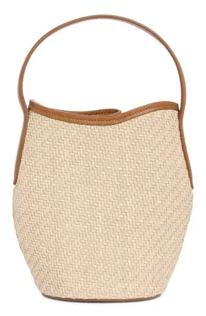 LIFFNER Mini Belted Raffia Bucket Bag - Beige