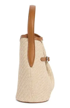 LIFFNER Mini Belted Raffia Bucket Bag - Beige