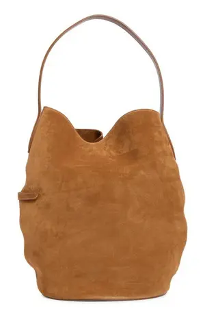 LIFFNER Large Belted Suede Bucket Bag - Saddle Brown