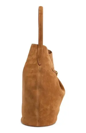 LIFFNER Large Belted Suede Bucket Bag - Saddle Brown