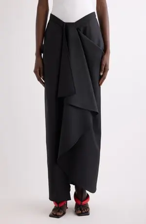 Givenchy Draped Wool & Mohair Column Skirt - Black