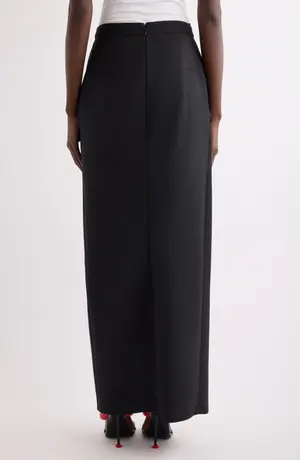 Givenchy Draped Wool & Mohair Column Skirt - Black