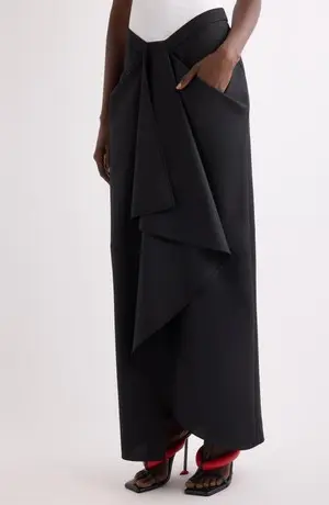 Givenchy Draped Wool & Mohair Column Skirt - Black