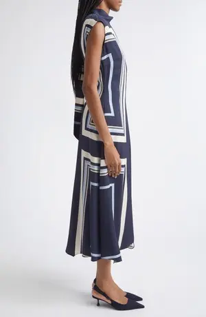 REISS Lissy Printed Mock Neck Dress