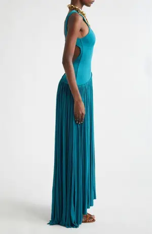 Zimmermann Luna Asymmetric Jersey Maxi Dress - Teal