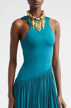 Zimmermann Luna Asymmetric Jersey Maxi Dress - Teal