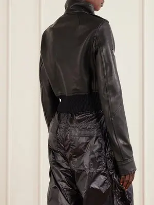 Rick Owens Cropped Leather Biker Jacket