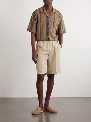 KARDO Ronen Camp-collar Striped Jacquard-knit Cotton Shirt - Green