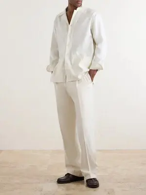 SAMAN AMEL Camp-collar Silk-gauze Shirt