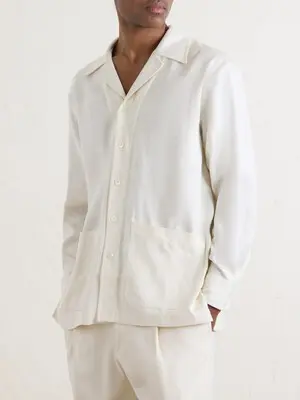 SAMAN AMEL Camp-collar Silk-gauze Shirt