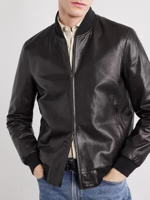 Brioni Leather Bomber Jacket