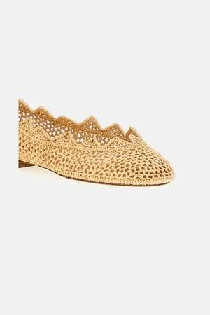 ODISSI Raffia Ballerina Flats - Beige