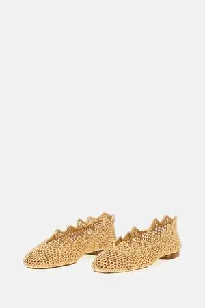 ODISSI Raffia Ballerina Flats - Beige