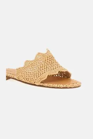 ODISSI Lucia Raffia Slide Sandal - Beige