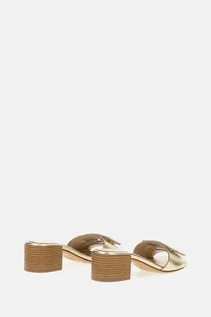 Fendi Leather-effect Heel Slide - Gold