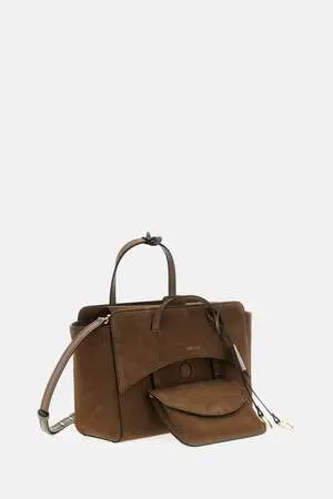 HIDESINS Flap Crossbody Bag M In Suede Leather - Brown
