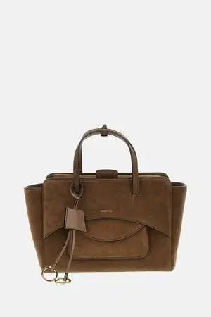 HIDESINS Flap Crossbody Bag M In Suede Leather - Brown
