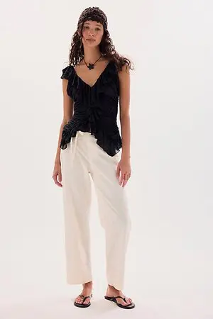 Free People Blythe Ruffle Top - Black