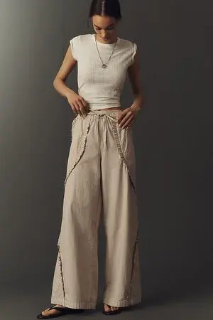 PILCRO Ruffle Wide-leg Pants