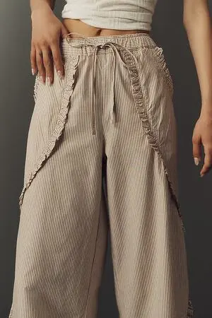 PILCRO Ruffle Wide-leg Pants