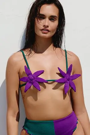 NAU BIKINIS Petal Bikini Top - Emerald/ultraviolet