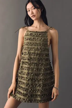 DAMSON MADDER Leili Ruffle Mini Dress - Olive