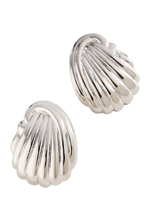 Anthropologie Dome Sculptural Post Earrings - Silver