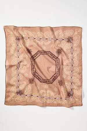 ELIZABETH GILLETT Embroidered Headband - Tan