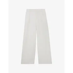 REISS Alyx Wide-leg Linen-blend Trousers - White