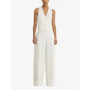 REISS Alyx Wide-leg Linen-blend Trousers - White