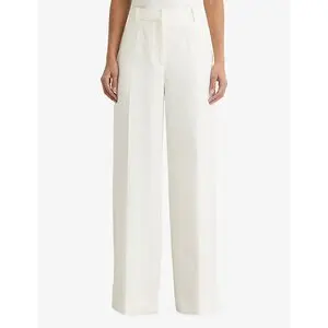 REISS Alyx Wide-leg Linen-blend Trousers - White