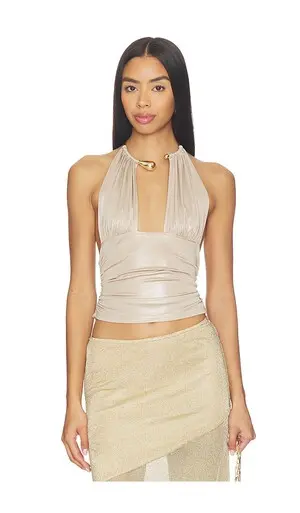 TIGER MIST Vianna Halterneck Top - Gold