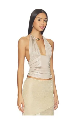TIGER MIST Vianna Halterneck Top - Gold